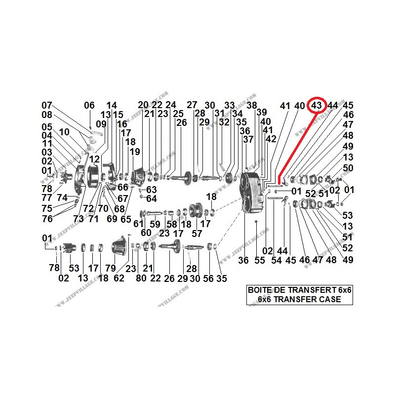 SHAFT, SHIFT, TRANSFER TWO SPEED, 6x6