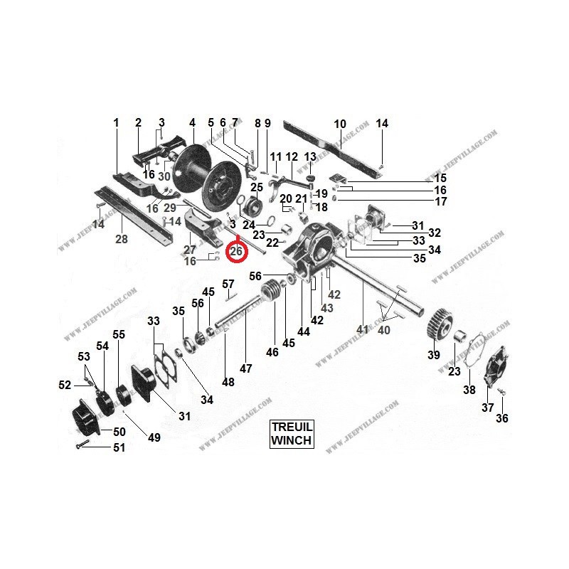 WINCH CABLE GUIDE ROLLER AXIS